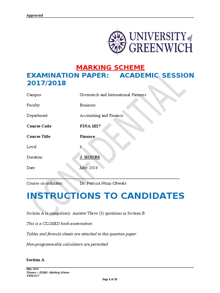 Final Exam Sample1 | PDF | Cost Of Capital | Discounting