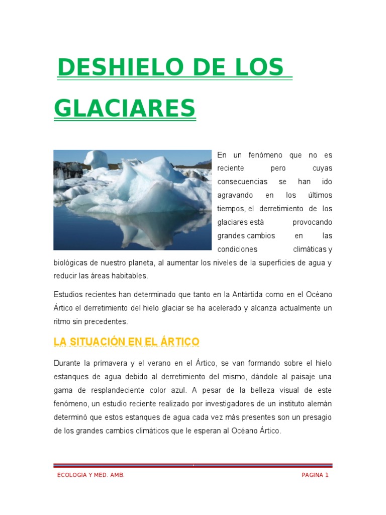 Deshielo de Los Glaciares | PDF | Calentamiento global | glaciar