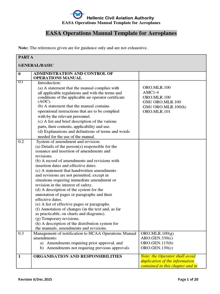 EASA Operations Manual Template | PDF | Instrument Flight Rules ...
