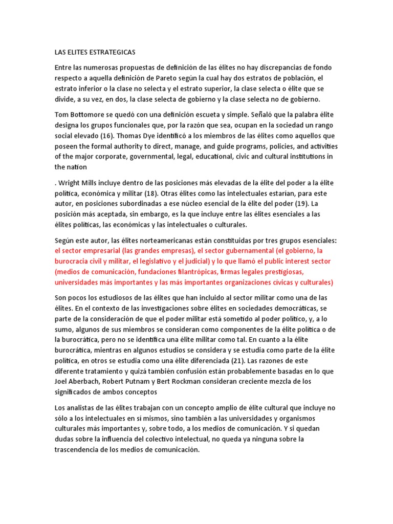 Las Elites Estrategicas | PDF | Élite | Partidos políticos