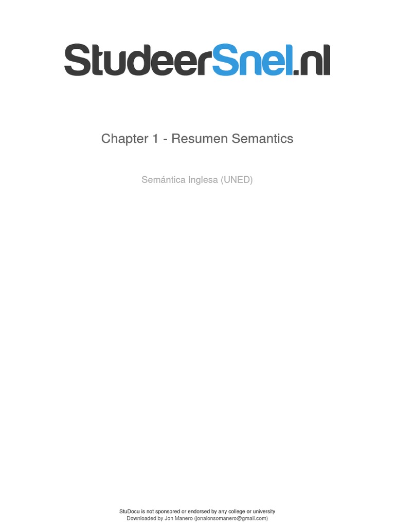 Chapter 1 Resumen Semantics | PDF | Semantics | Linguistics