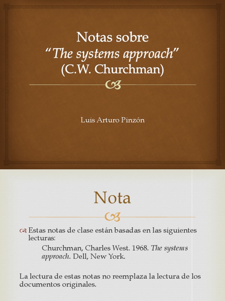 The Systems Approach. Churchman | PDF | Ingeniería | Science