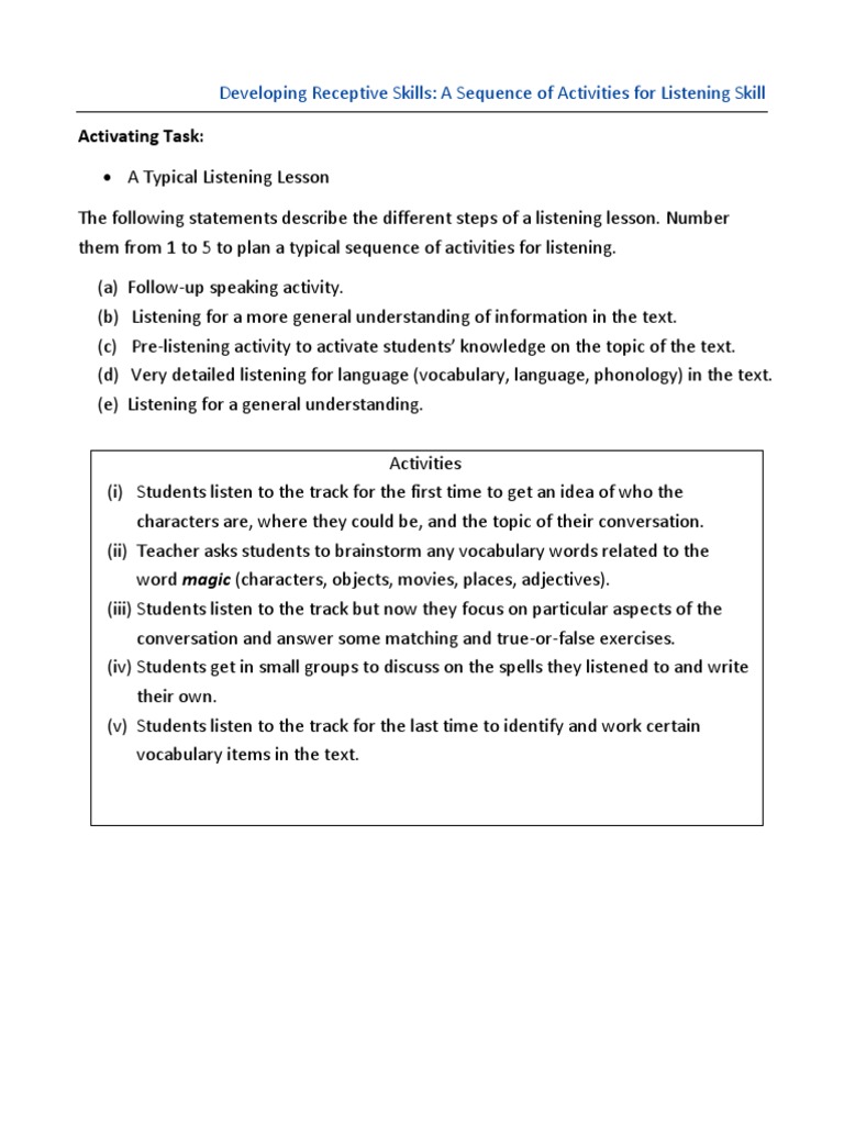 Listening Skills Lesson Framework | PDF | Vocabulary | Brainstorming