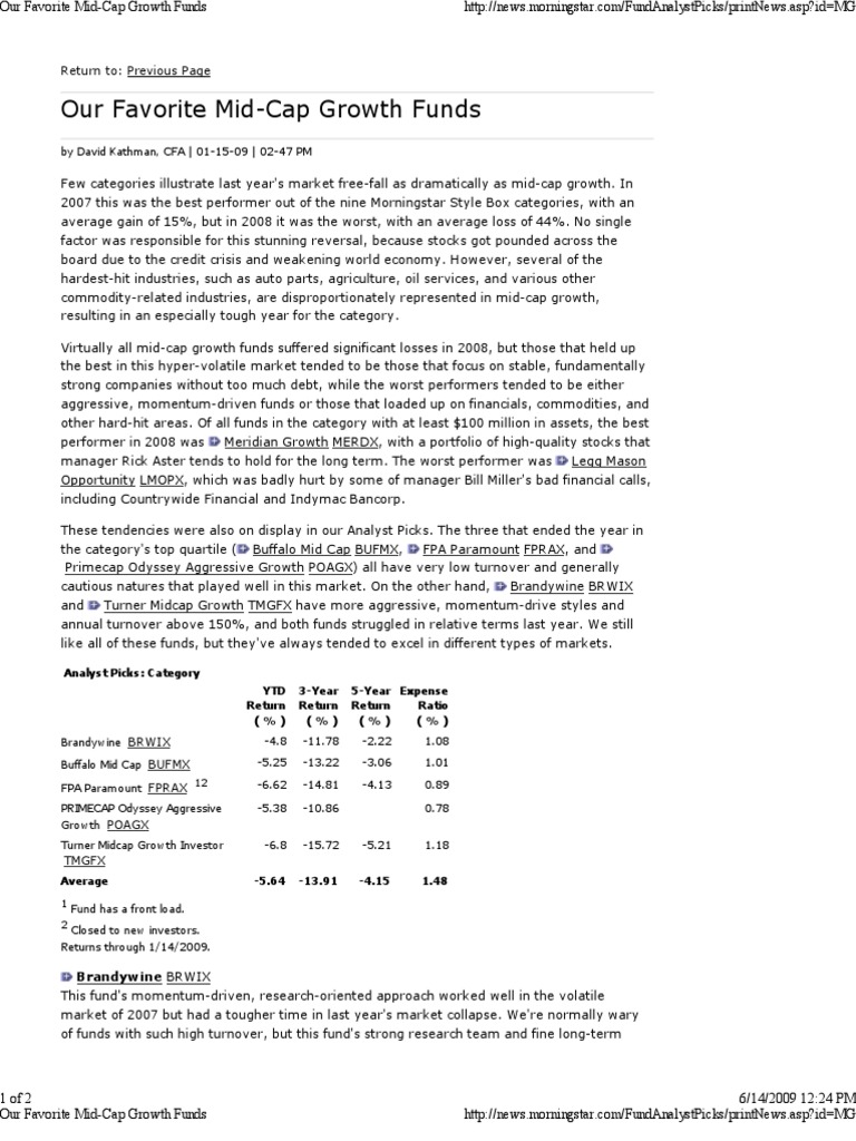 Our Favorite Mid-Cap Growth... | PDF | Investor | Market (Economics)