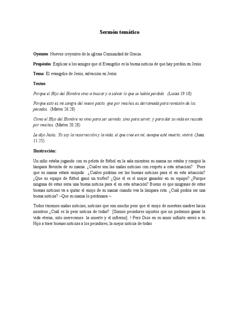 Sermón Temático y Textual | PDF | Santificación | Pecado