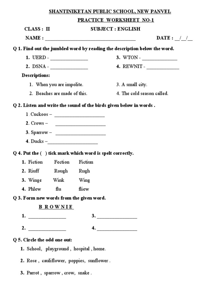 April Worksheet of English | PDF | Grammar | Linguistic Typology