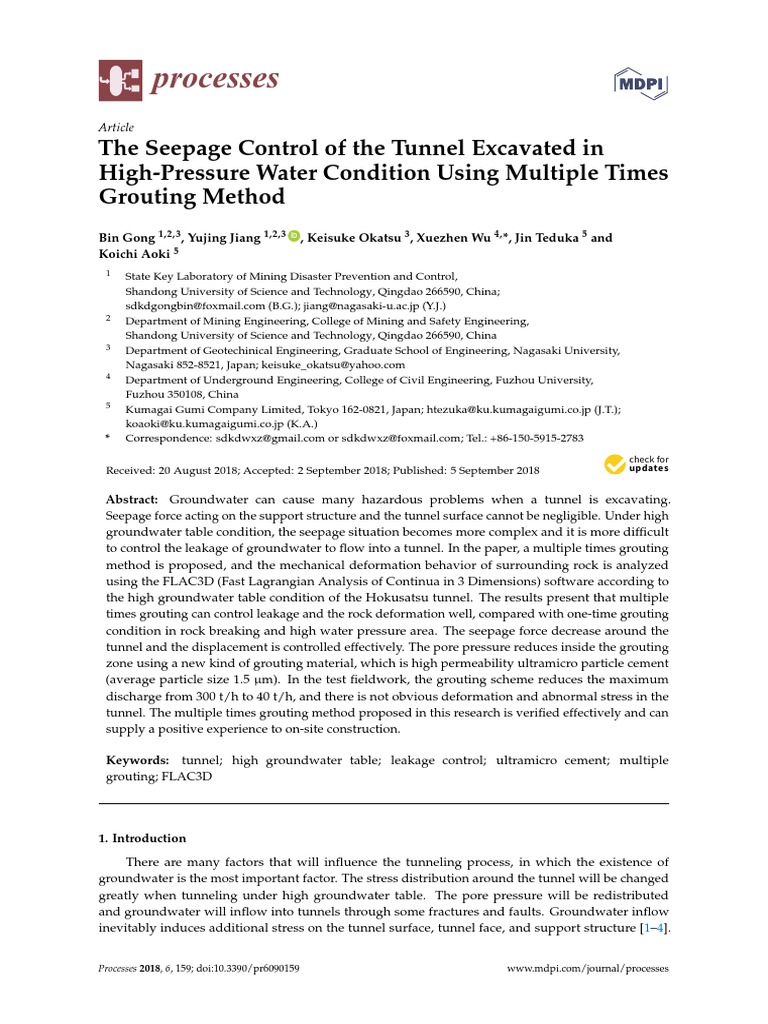 The Seepage Control of The Tunnel Excavated in High-Pressure Water ...