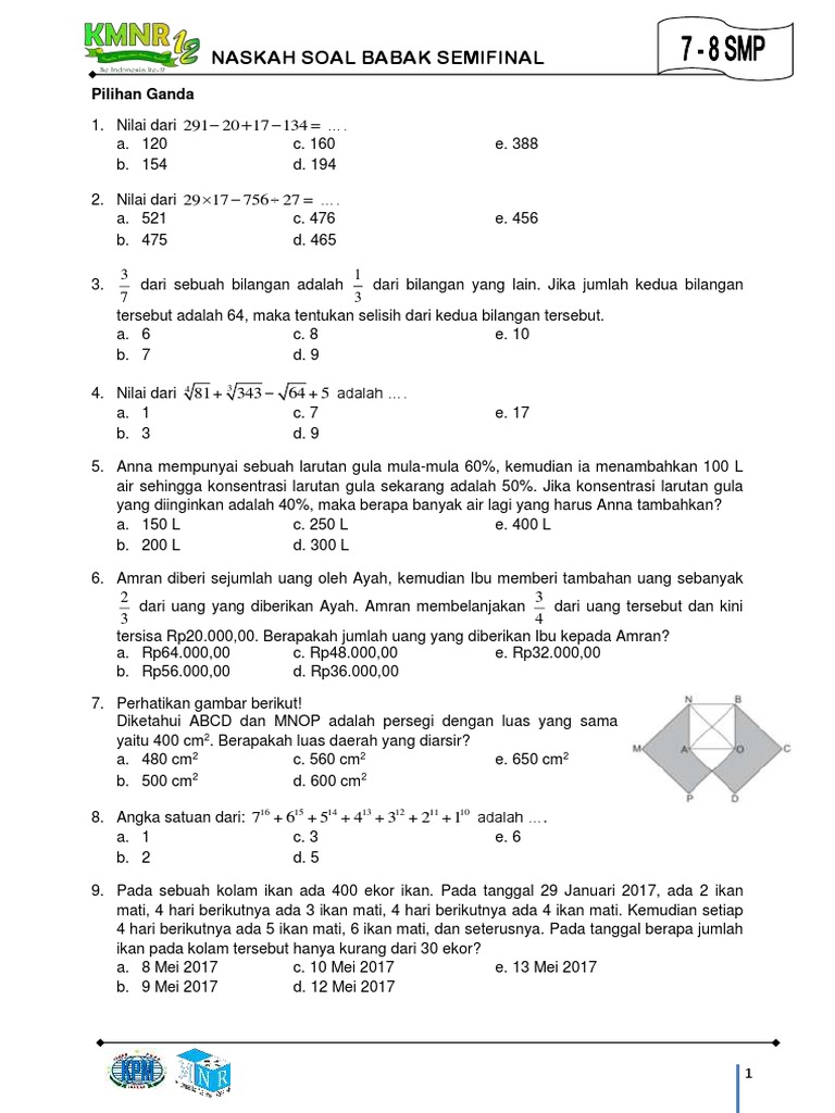 Semi Final KMNR 12 Kelas 7-8 PDF | PDF