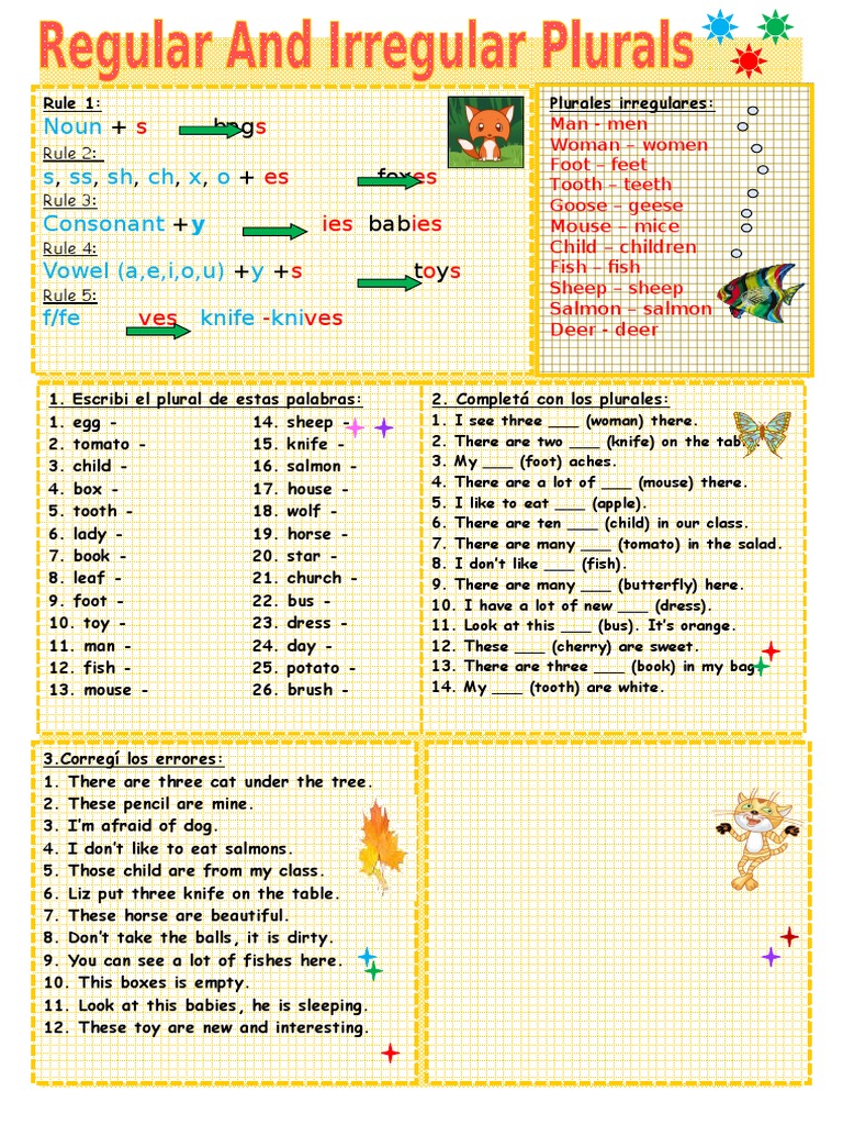 Regular and Irregular Plurals - 39664 | PDF | Linguistic Typology ...