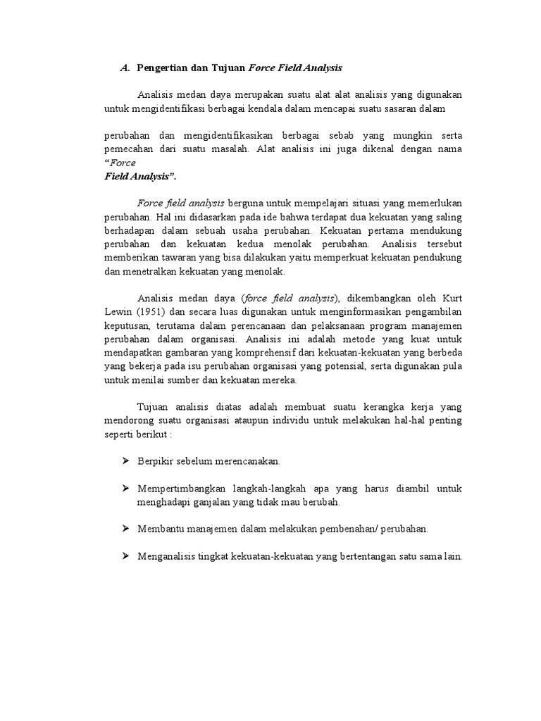 Pengertian Dan Tujuan Force Field Analysis | PDF