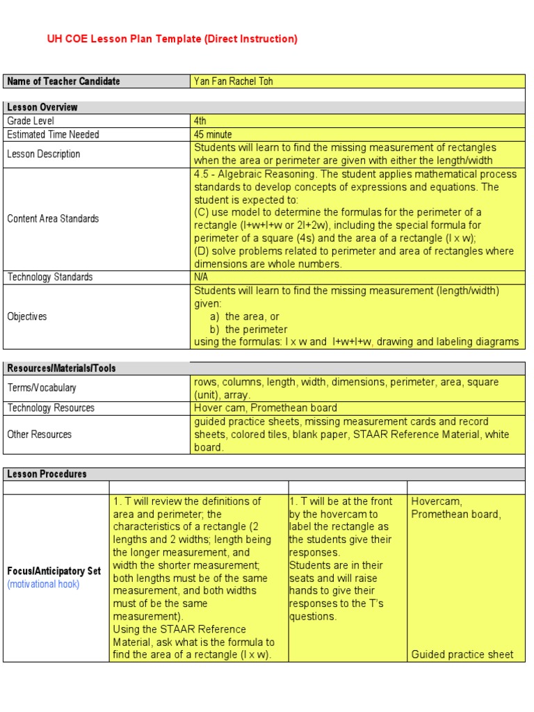 Area and Perimeter 4th Grade | PDF | Area | Differentiated Instruction