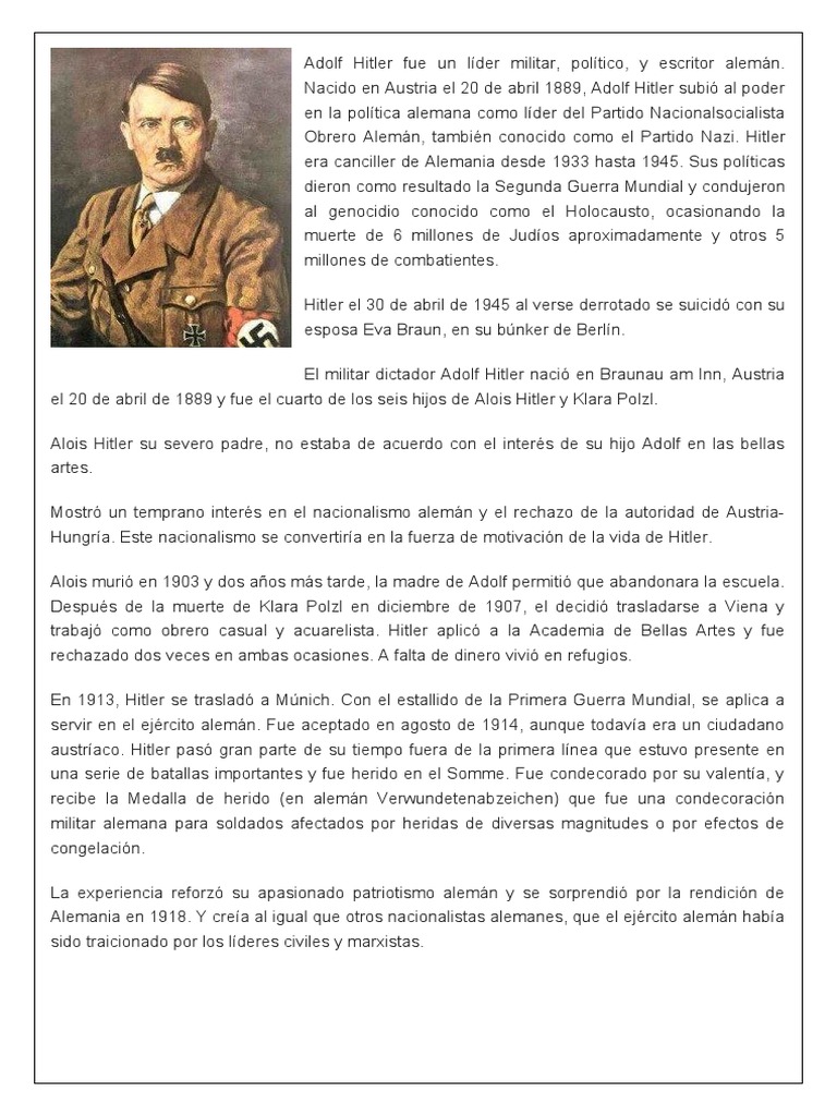 Adolf Hitler Biografia | PDF | Adolf Hitler | Alemania nazi
