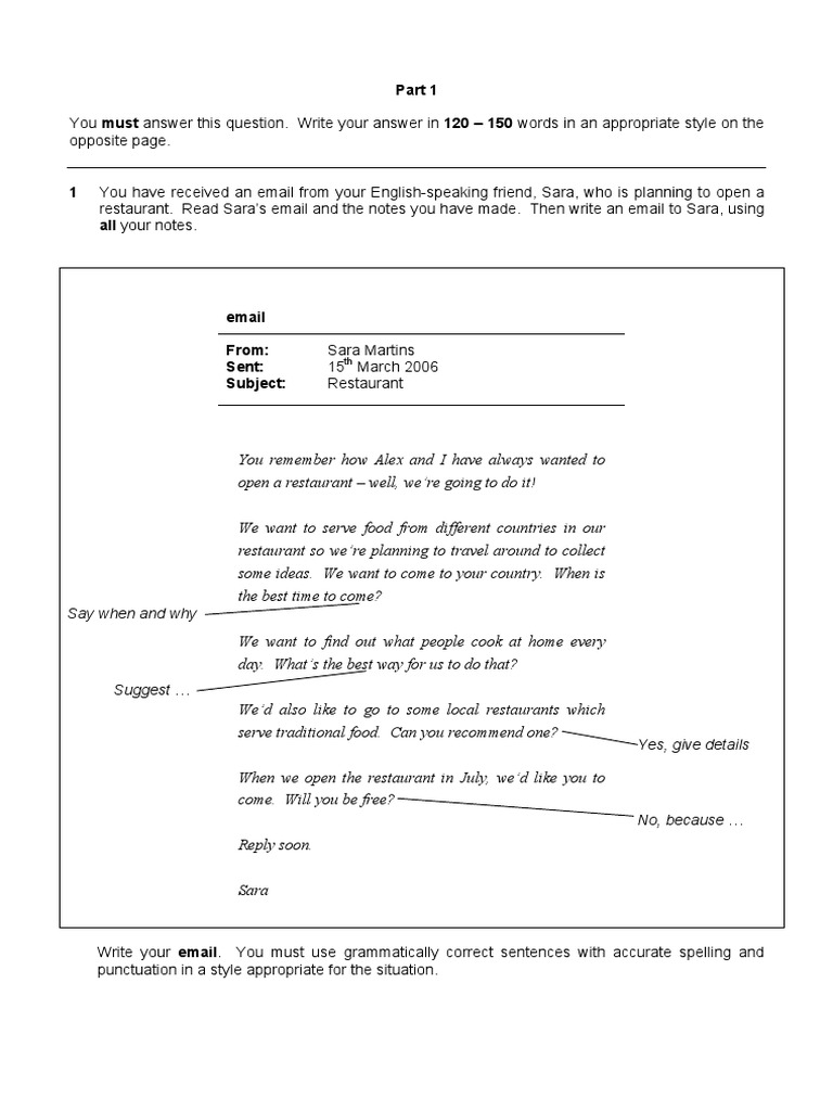 FCE Writing Task: Email to a Friend | PDF