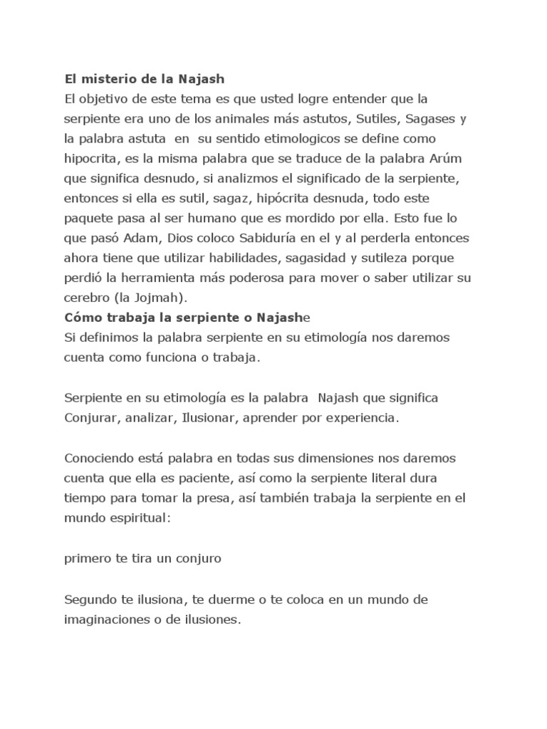 El Misterio de La Najash | PDF | Serpiente | Moisés