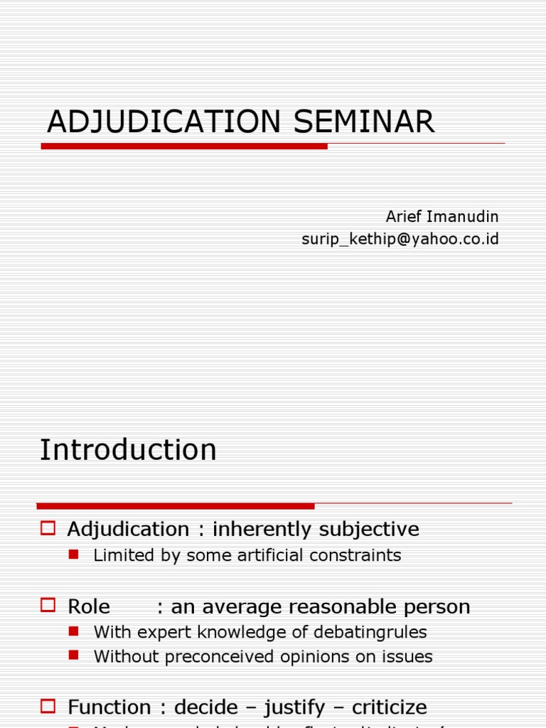Adjudication Seminar Guide | PDF | Argument | Reasoning
