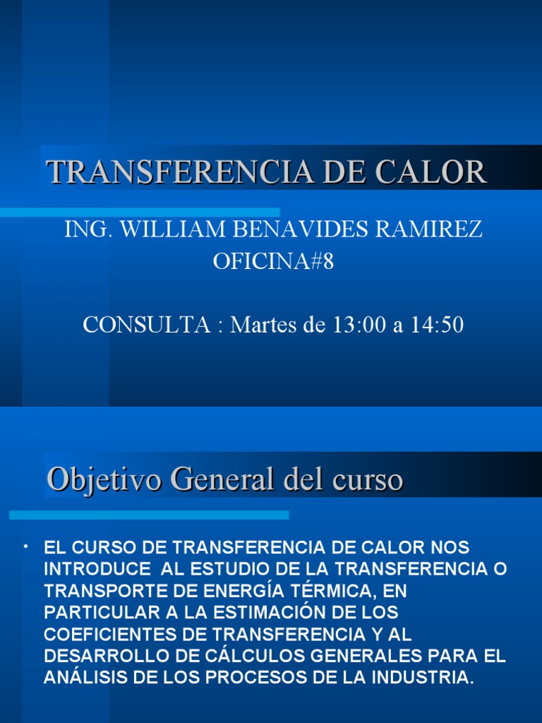 Presentación 1 Introducción Transferencia | PDF | Calor | Termodinámica