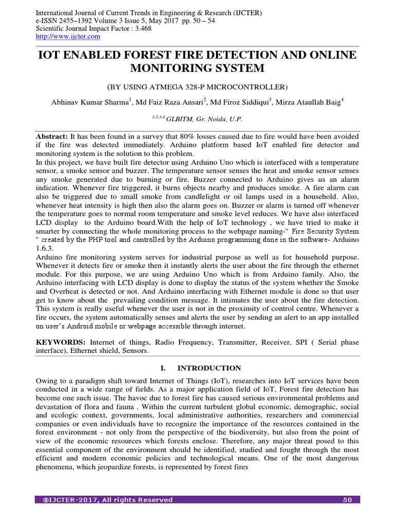 IOT Enabled Forest Fire Detection and Online Monitoring System | PDF ...