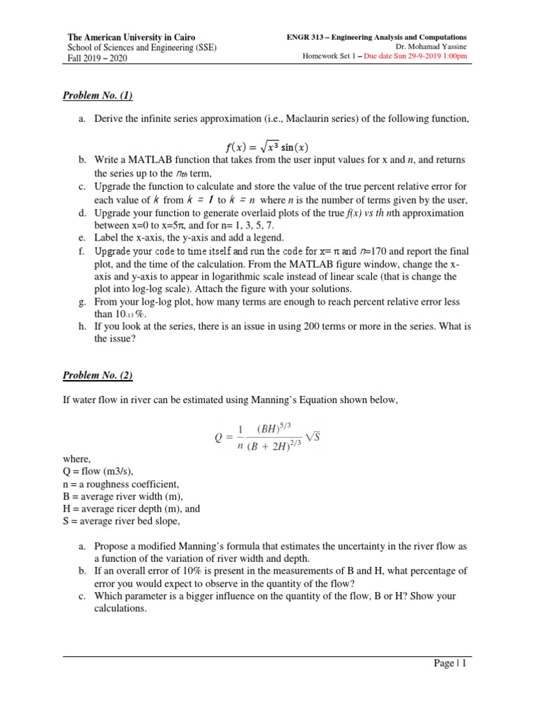 ENGR 313 - Engineering Analysis and Computations - HW1 - Mohamad ...
