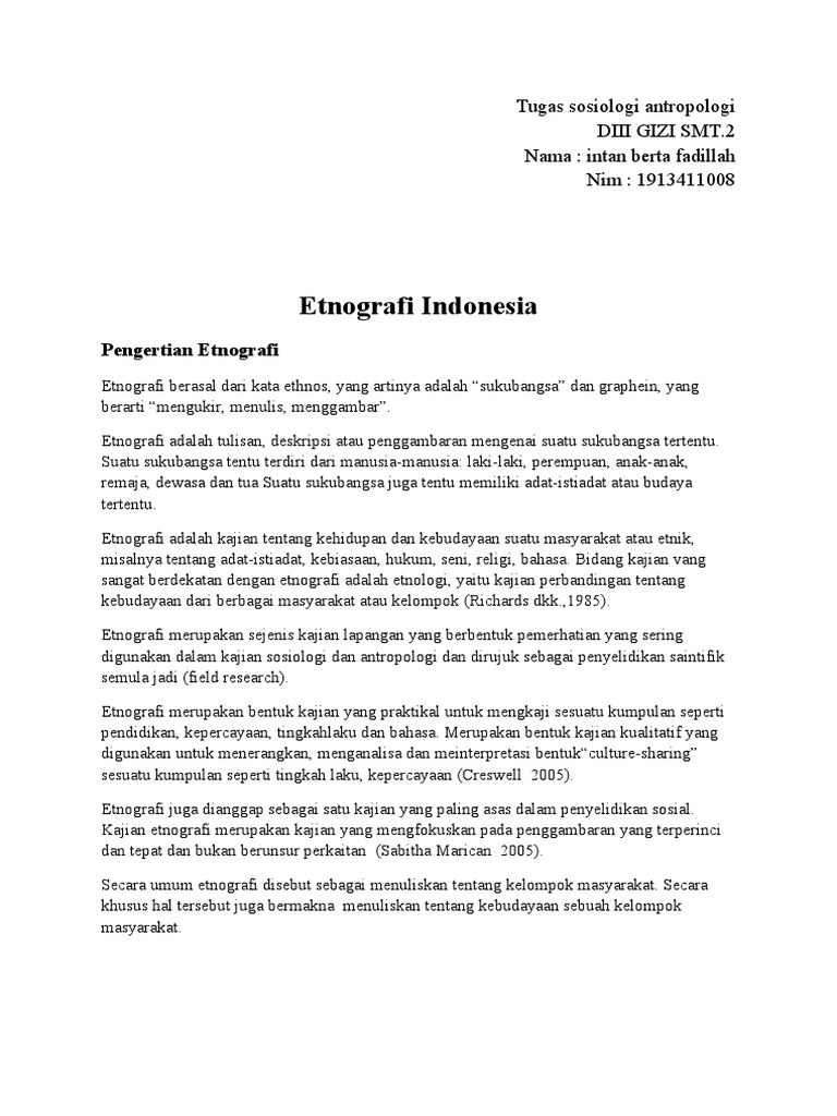 Etnografi Indonesia | PDF