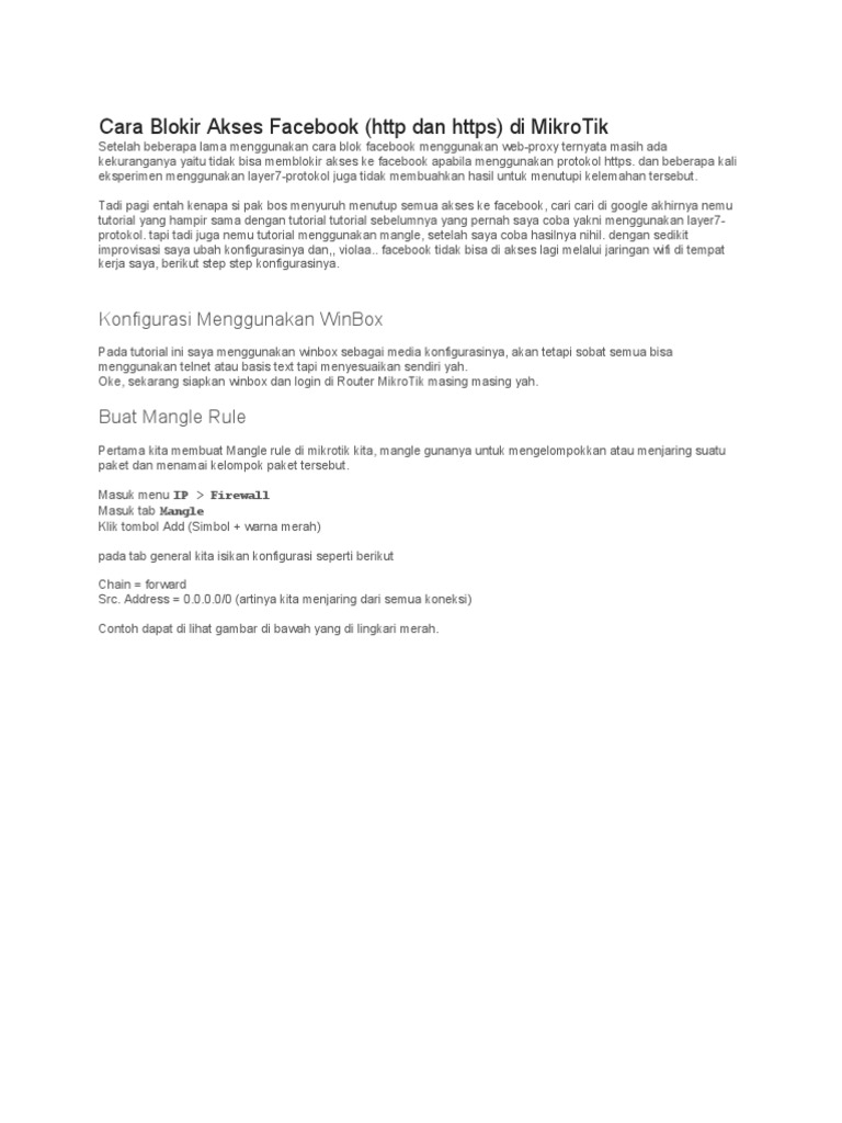 Cara Blokir FB Dengan Mangle | PDF