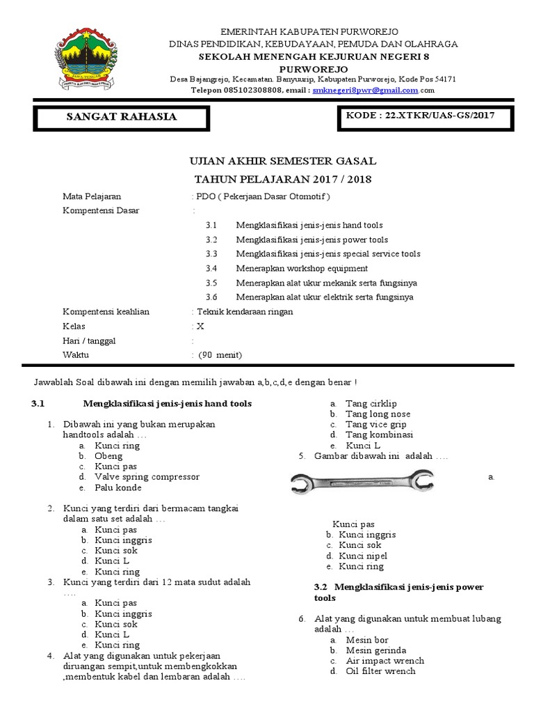 Soal Uas Pdo X TKR | PDF