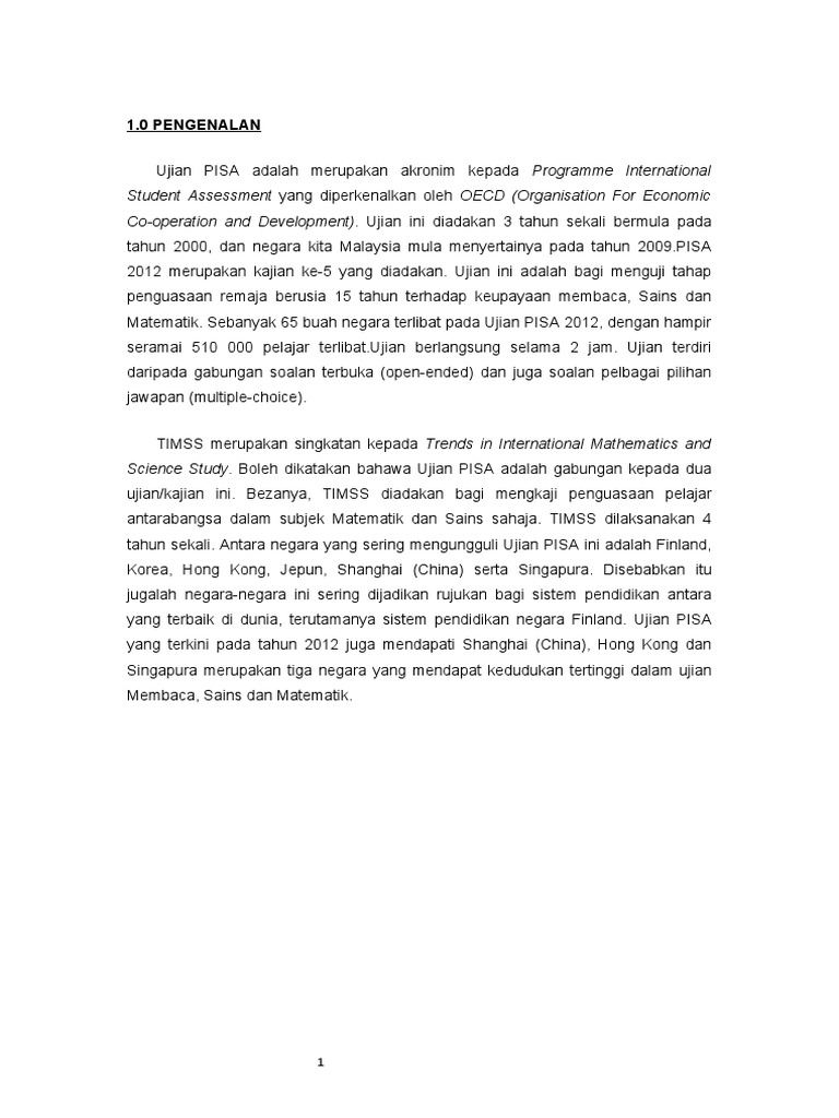 Apa Itu Ujian PISA Dan TIMSS | PDF