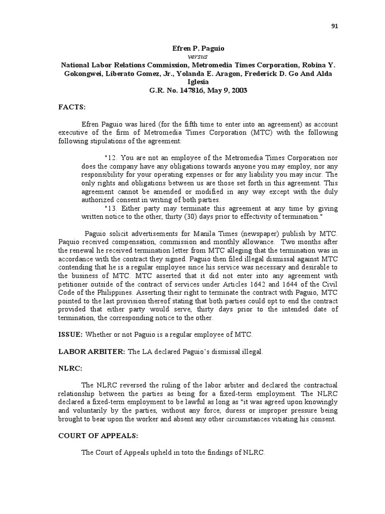 Paguio vs. NLRC Et Al. | PDF | Employment | Arbitration