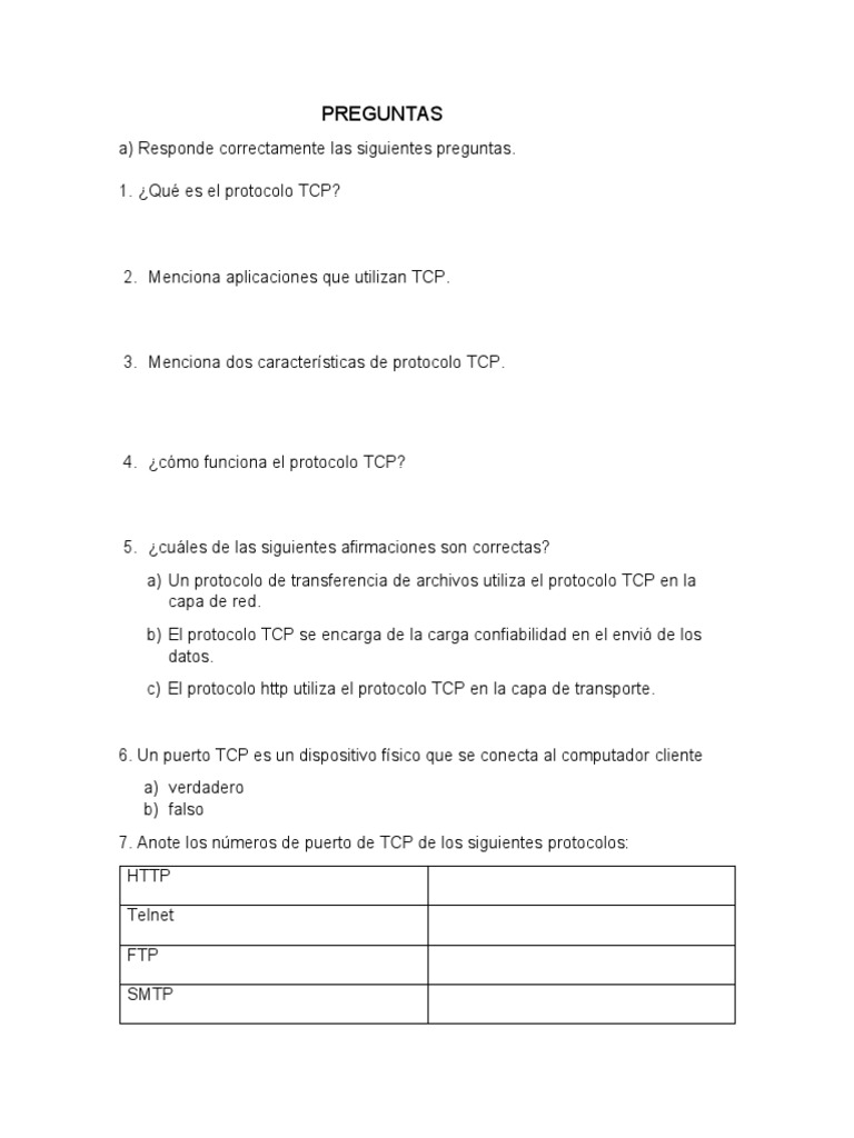 Preguntas TCP | PDF