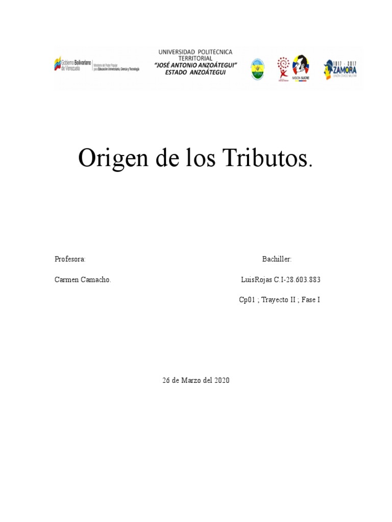 Origen Del Tributo en Venezuela | Descargar gratis PDF | Gobierno | Ciencias Políticas