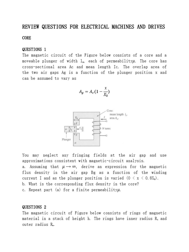 Review Questions For Electrical Machines and Drives | PDF | Electric ...