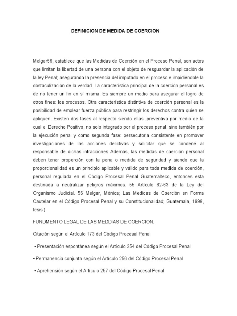 Definicion de Medida de Coercion | Descargar gratis PDF | Derecho penal ...