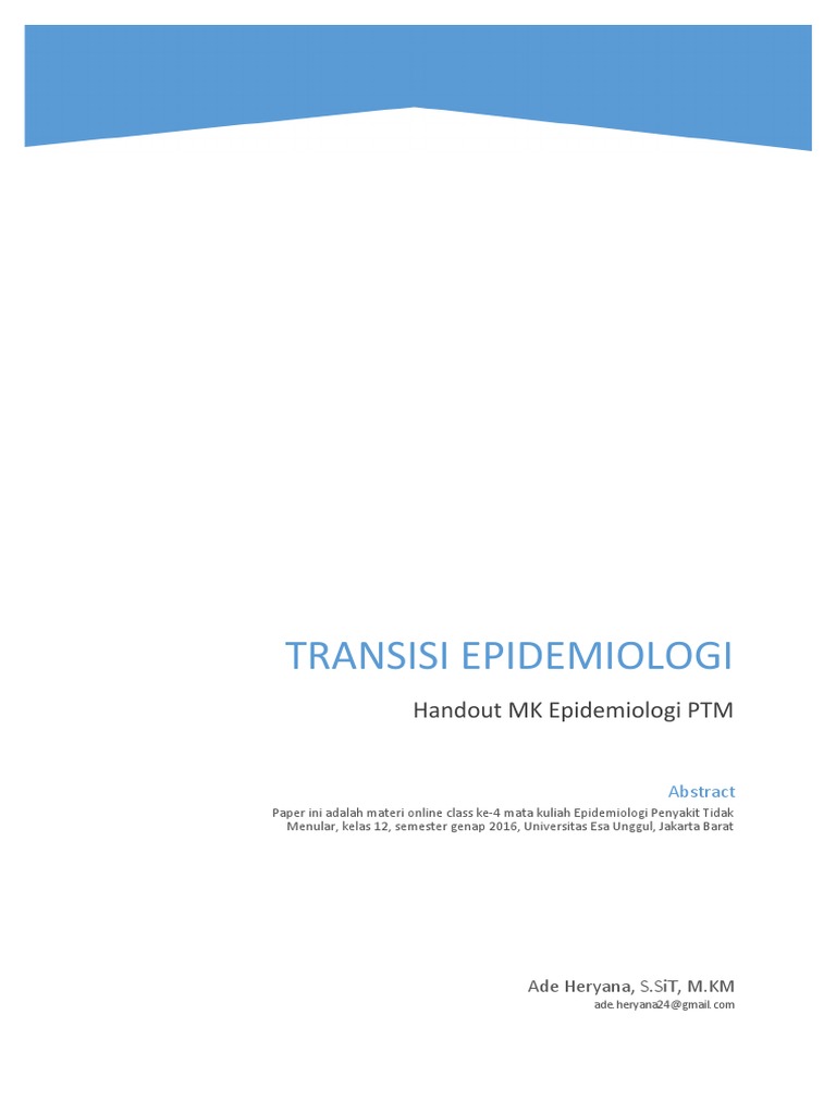 TRANSISI EPIDEMIOLOGI. Handout MK Epidemiologi PTM | PDF