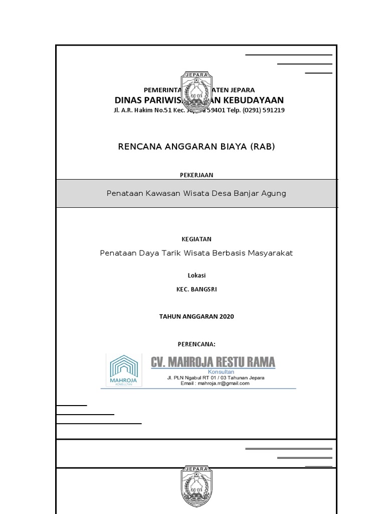 Cover Rab Dinas Pariwisata Dan Kebudayaan | PDF