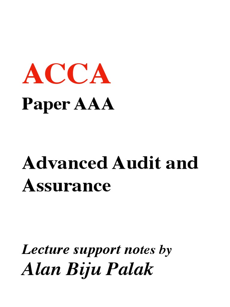 ACCA AAA Notes by Alan Biju Palak PDF | PDF | Financial Audit | Money ...