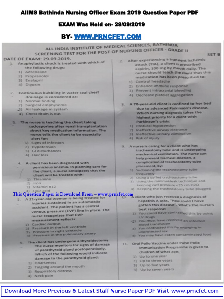 AIIMS Bathinda Nursing Officer 2019 Paper PDF | PDF | Google Play ...