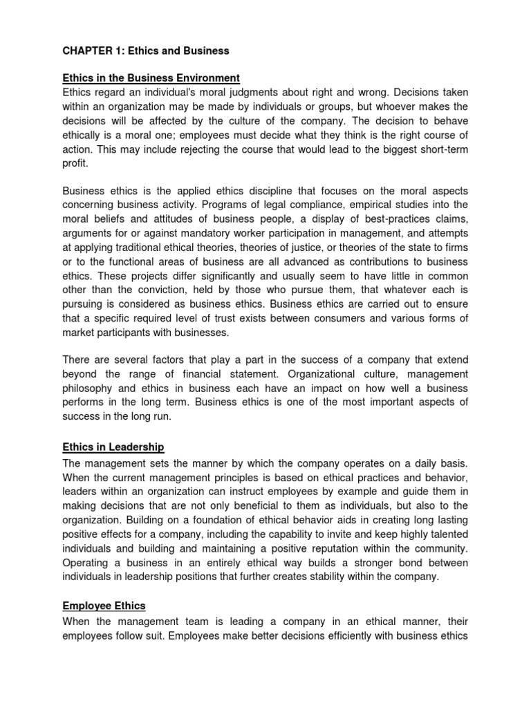 1.ethics & Business | PDF | Business Ethics | Integrity