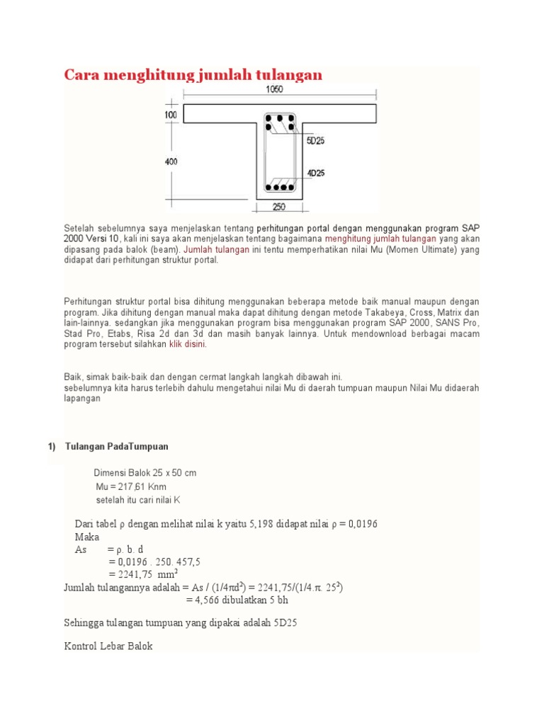 Cara Menghitung Jumlah Tulangan | PDF