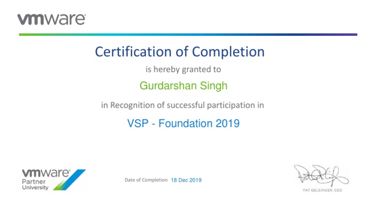 VSP Foundation Certification Awarded | PDF