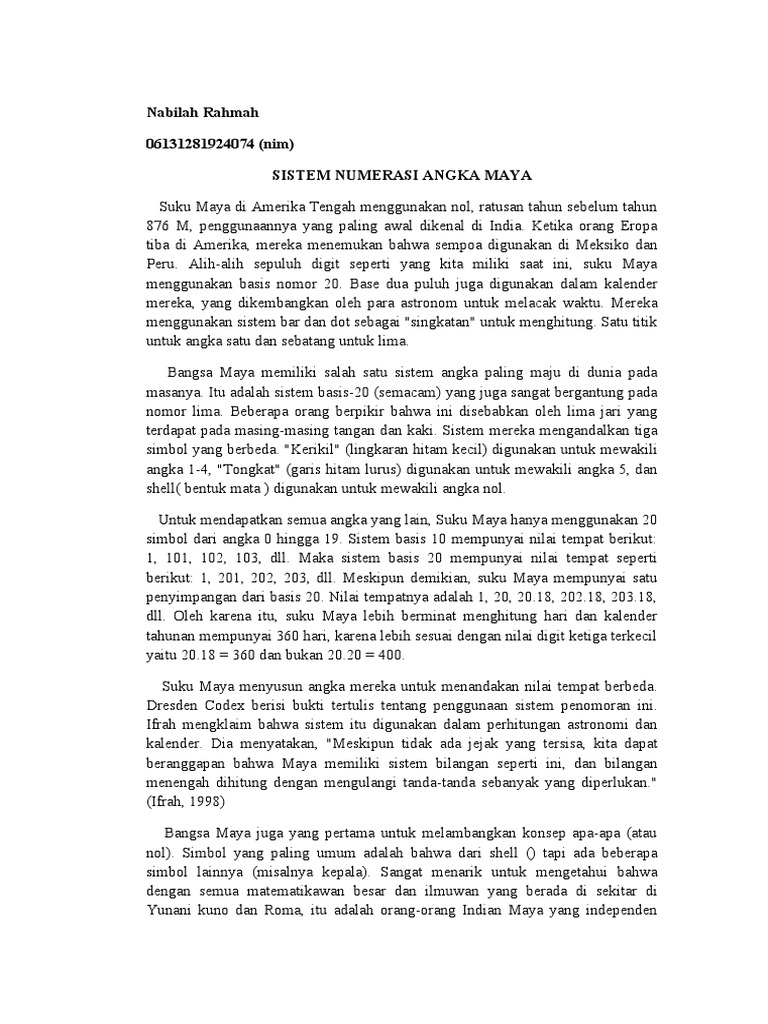 Sistem Numerasi Angka Maya | PDF