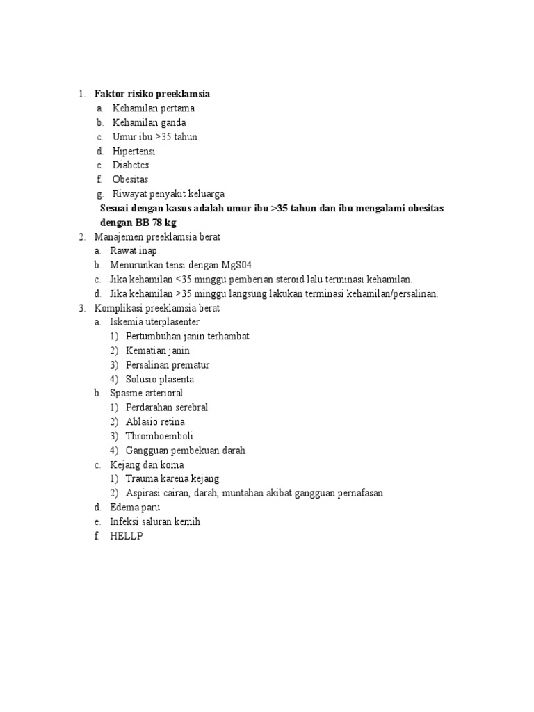 Faktor Risiko Preeklamsia | PDF