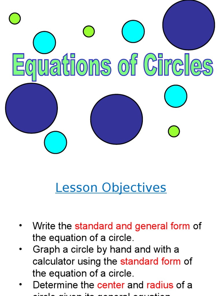 Equations of A Circle | PDF | Circle | Mathematical Analysis