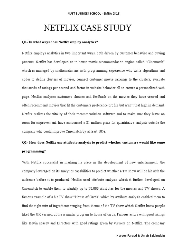 NETFLIX CASE STUDY Solution | PDF | Netflix | Analytics