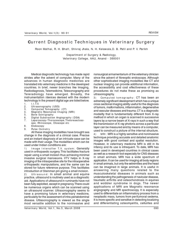 Advances in Veterinary Diagnostic Imaging | PDF | Medical Imaging | Ct Scan