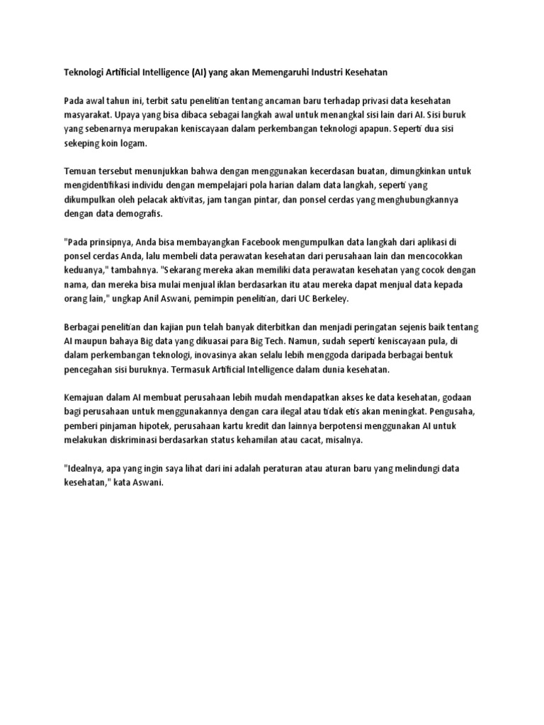 Teknologi Artificial Intelligence Pdf