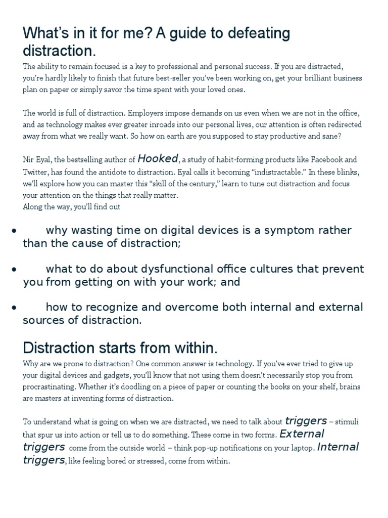 Mastering Indistractability: A Guide to Overcoming Internal and ...