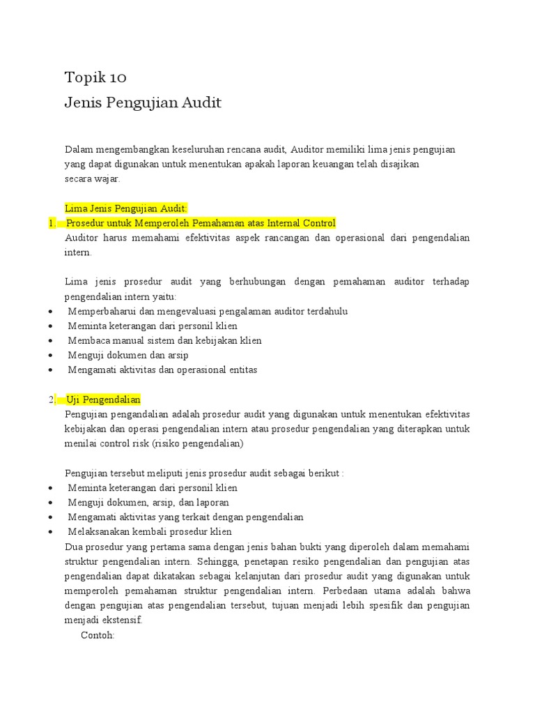 FIVE TYPES OF AUDIT TESTING | PDF