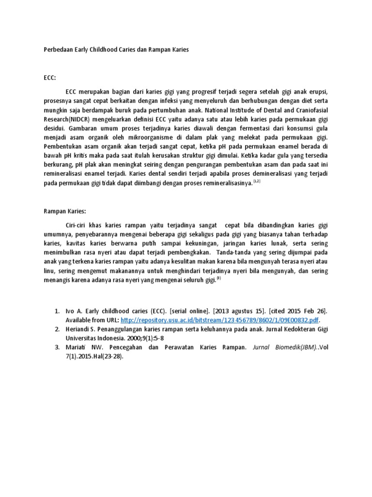 Perbedaan Early Childhood Caries Dan Rampan Karies | PDF