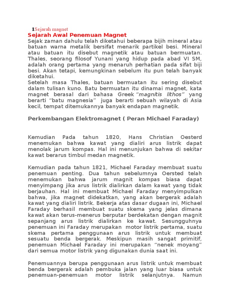 Sejarah Penemuan Magnet dan Elektromagnet | PDF