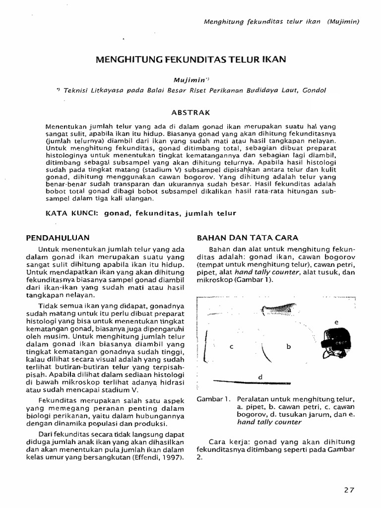 Menghitung Fekunditas Telur Ikan PDF | PDF