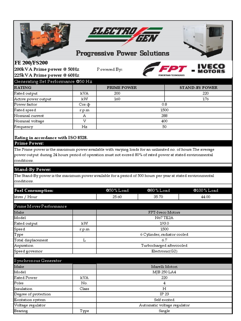 200 kVA Specification Sheet | PDF | Machines | Electromagnetism